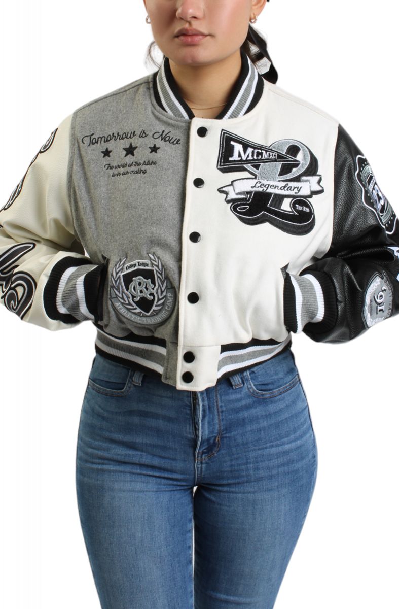 SMOKE RISE Varsity Jacket AJ23901-LTGREY - Karmaloop