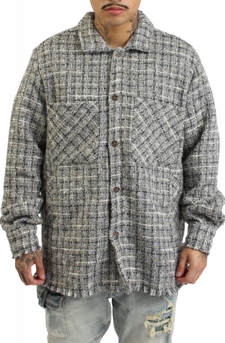 REBEL MINDS Tweed Shacket 632-713GRY - Karmaloop