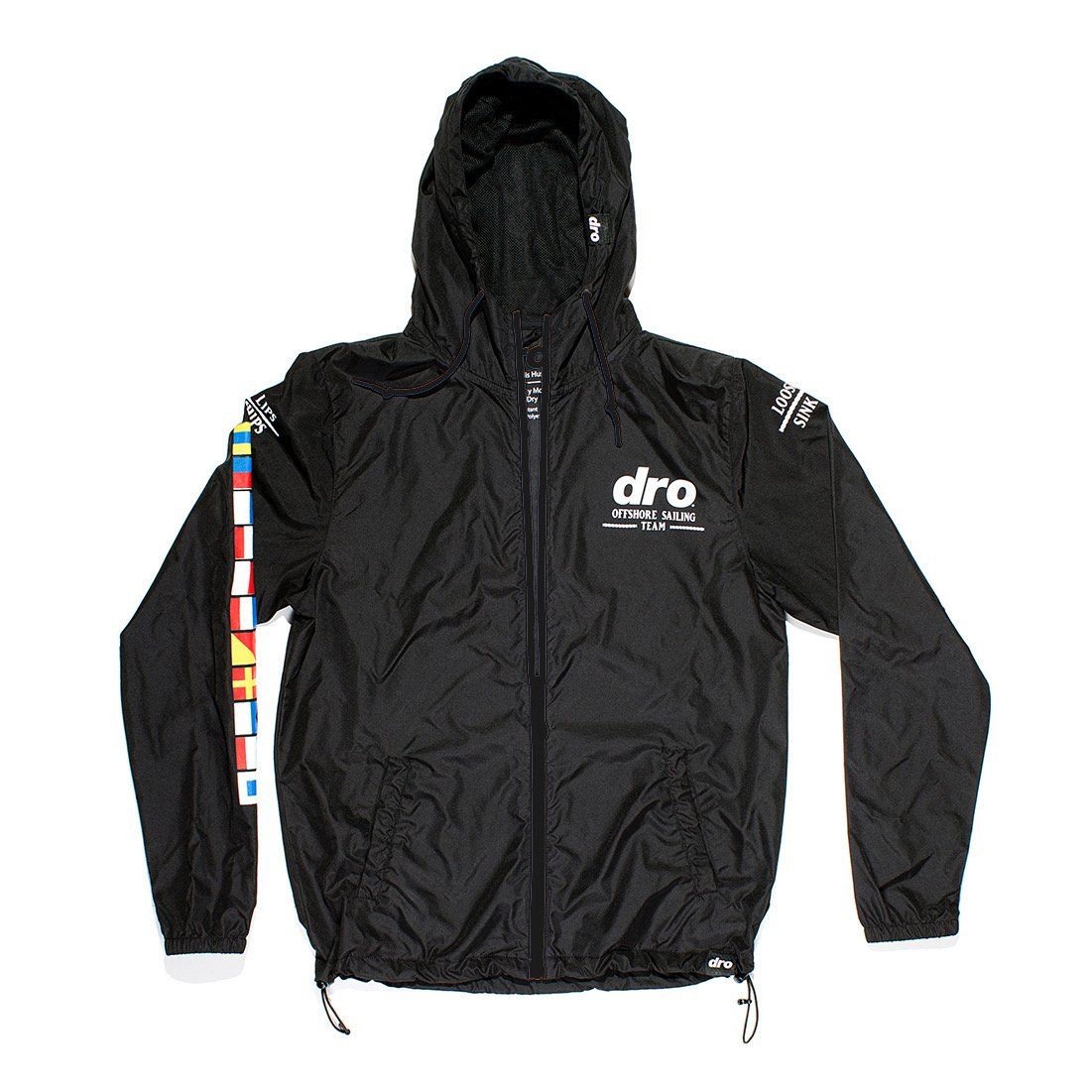 DRO Loose Lips Zip-Up Windbreaker Hoodie ZIP-LIPS-BLK-BLACK - Karmaloop
