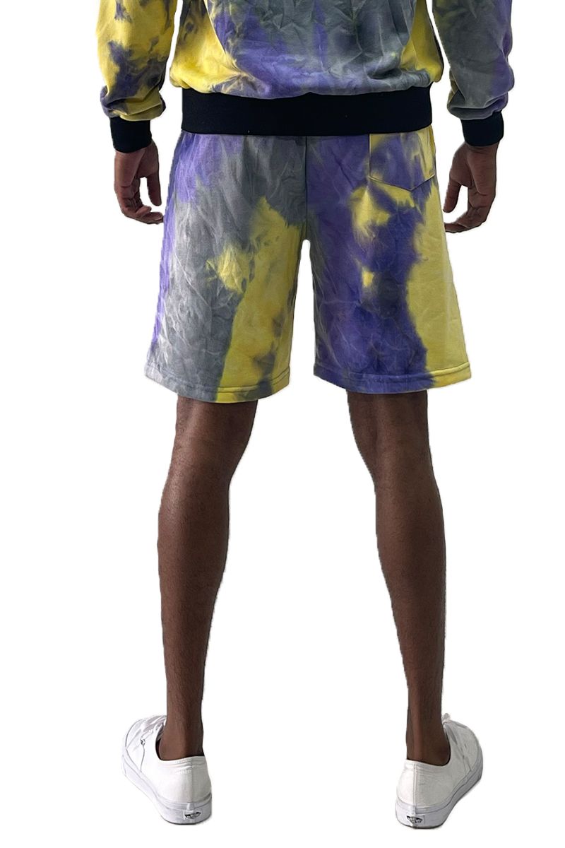 WEIV Black Band Tye Dye Shorts SP368-PURPLEYELLOW2 - Karmaloop