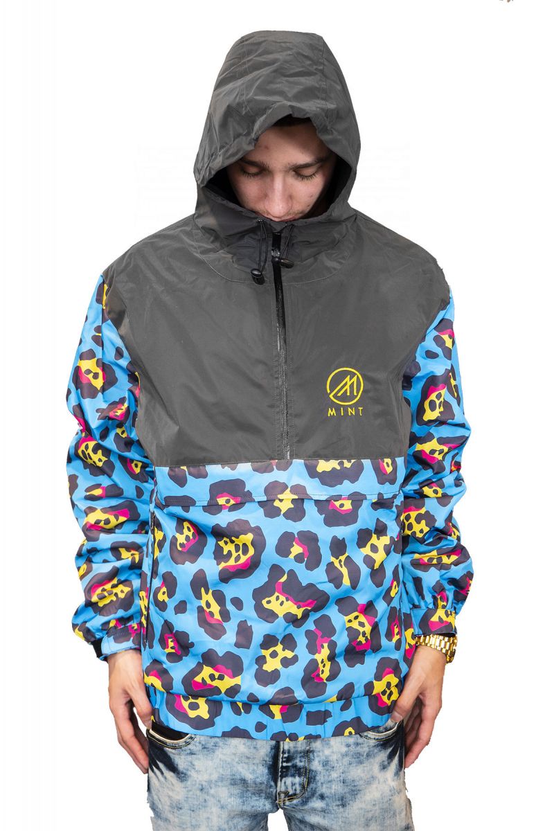 MINT Mint Windbreaker Anorak Leopard Jacket Blue MWBALP-BU - Karmaloop