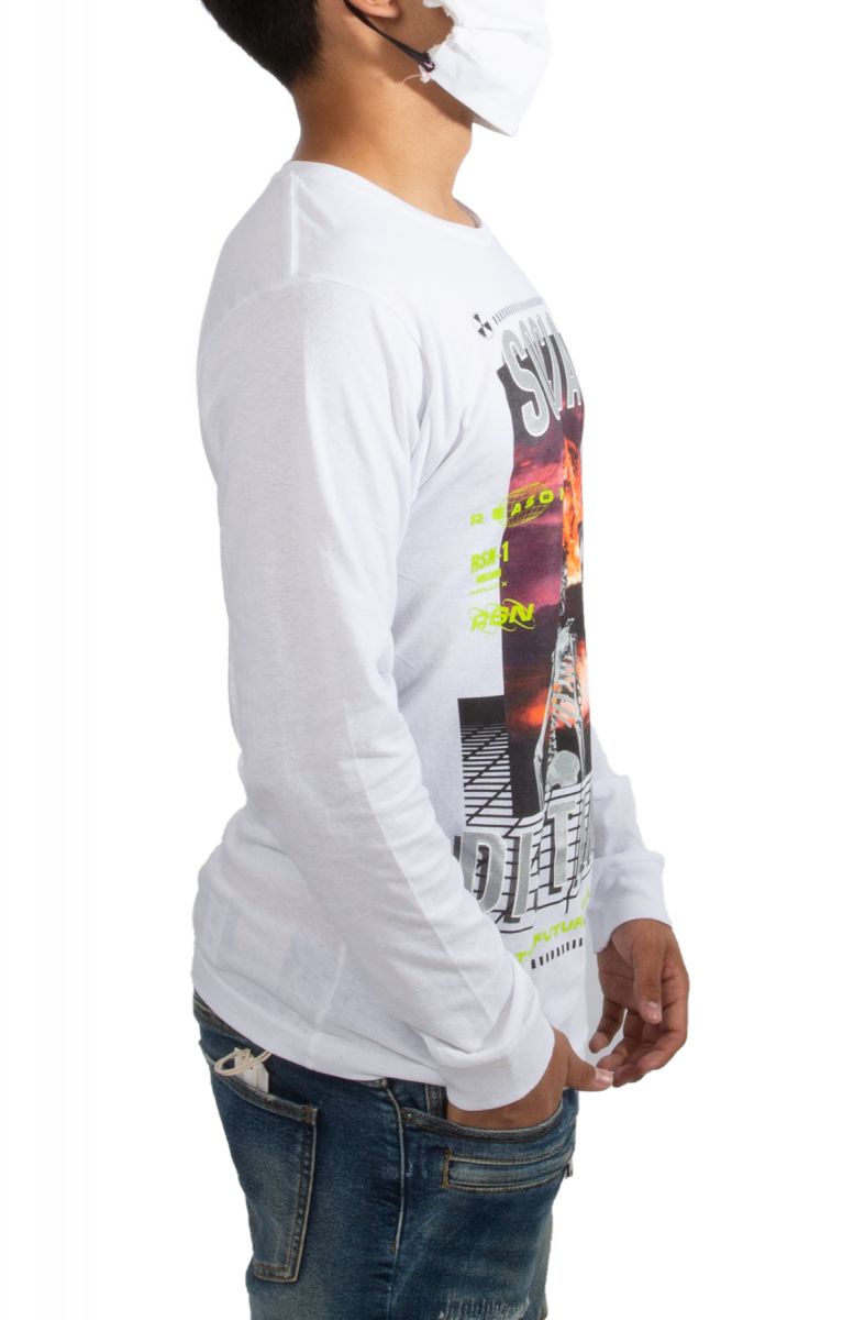 REASON Social Distance Long Sleeve Tee CV-T08-WHT - Karmaloop