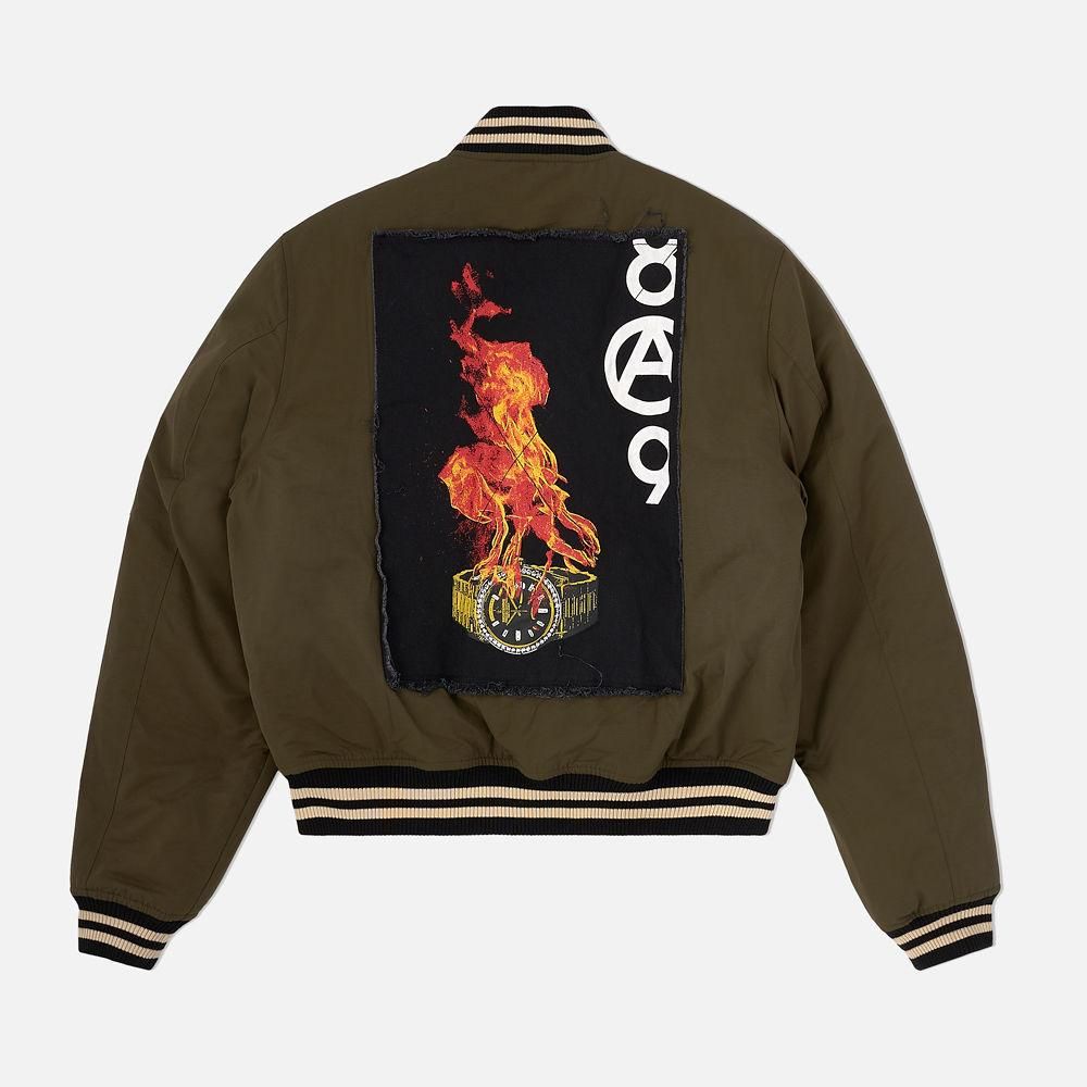 8&9 MFG CO. Burning Time Bomber Jacket Olive JKBUROLI-OLIVE - Karmaloop