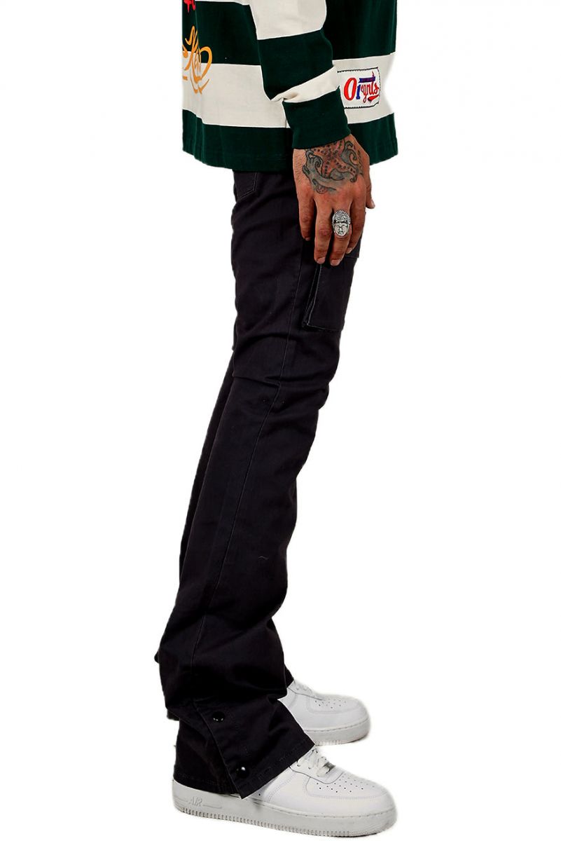 KLEEP Somber Men's premium flare stacked twill cargo pant with multi ...