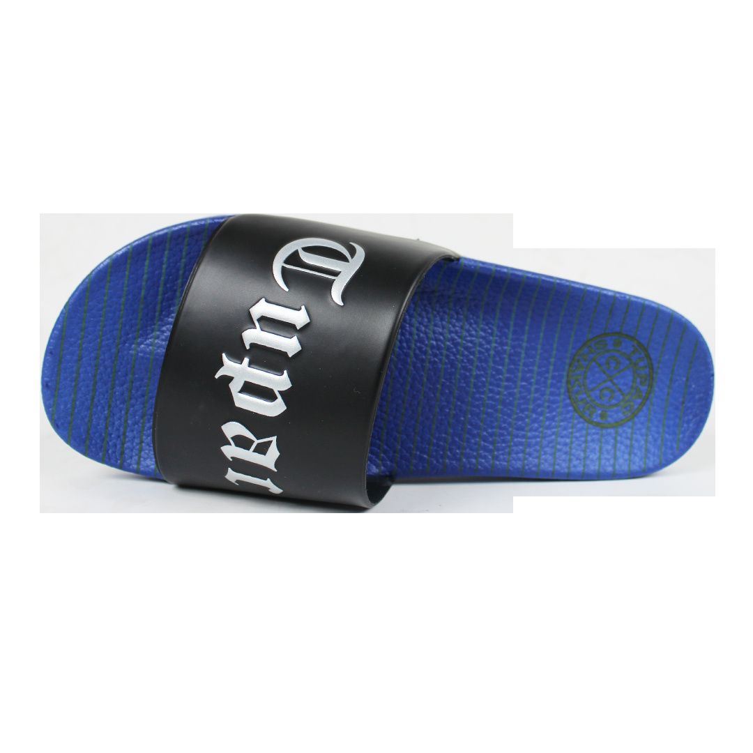 CROSS COLOURS Tupac Metallic Slides (Men's) - Black/Blue T314TUP-BLK ...
