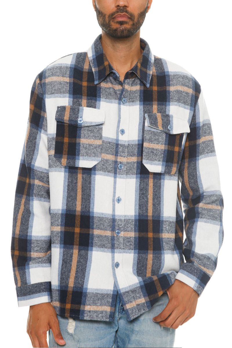 WEIV Rhide Soft Flannel Shacket FL506-BLUEGOLD-X - Karmaloop