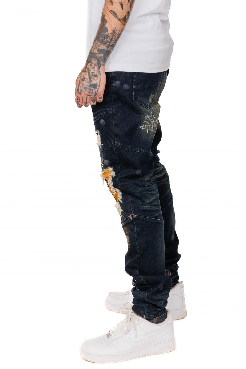 KLEEP Rifle Washed Skinny Denim Pants KLP-A43B3A - Karmaloop