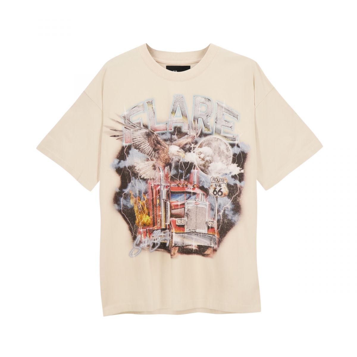 FLARE INC Long Haul Short Sleeve T Shirt Cement SSFLLONWHT - Karmaloop