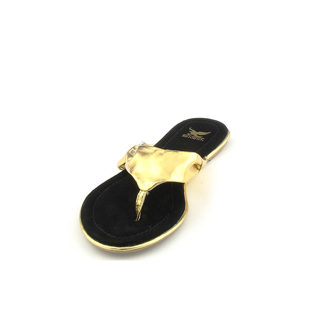 SOLE LA VIE Yoyo Flip Flop Thong Sandal GOLD YOYO/GOLD/BLACK - PLNDR