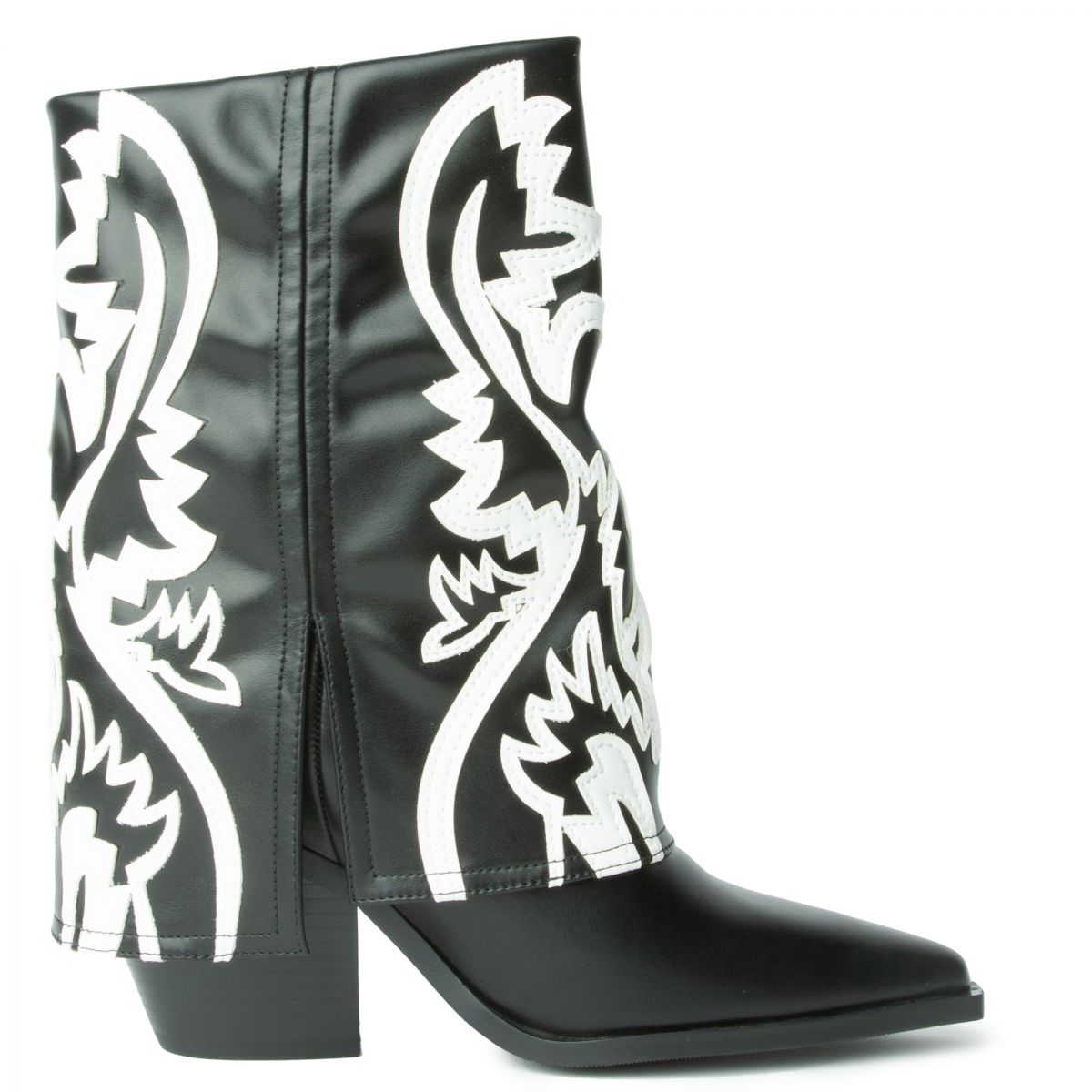 AZALEA WANG Esperanza Western Drape Boot ESPERANZA-BLACKWHITE - Karmaloop
