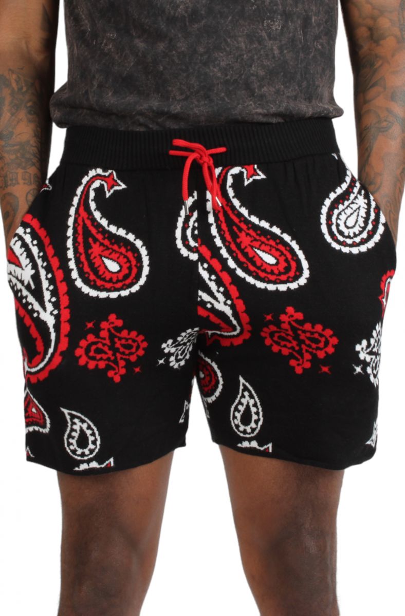 REBEL MINDS Paisley Knitted Shorts 131-984-BLK - Karmaloop
