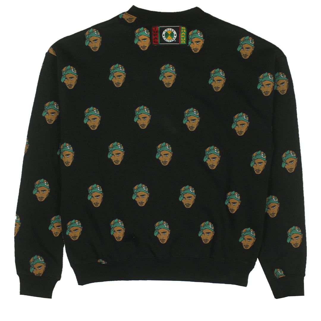 CROSS COLOURS Tupac Allover Crewneck - Black T80323TPA-BLK-BLACK ...