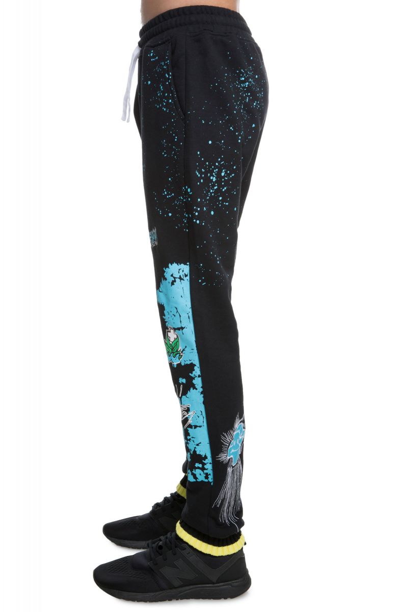 PINK DOLPHIN The Drip Drip Sweatpants in Black AF21807DDPBL - Karmaloop