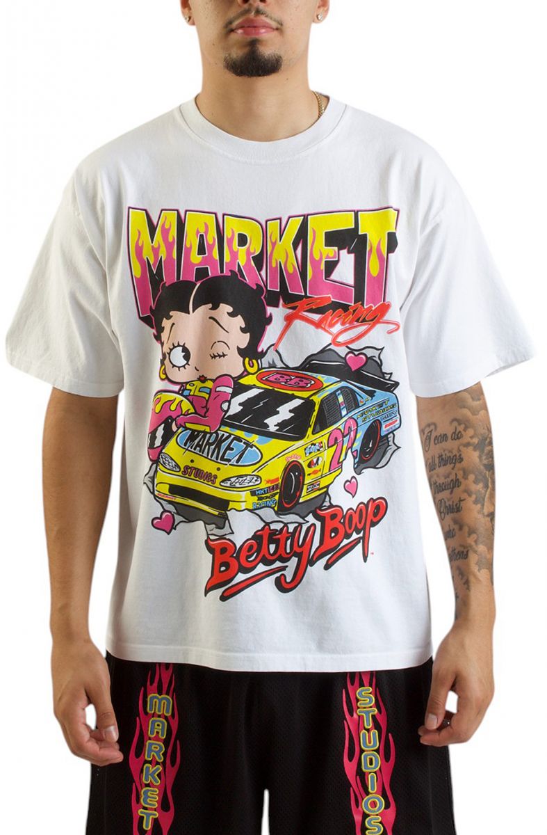MARKET Betty Boop Racing T-Shirt MKT25Q2-SS0524WHT - Karmaloop