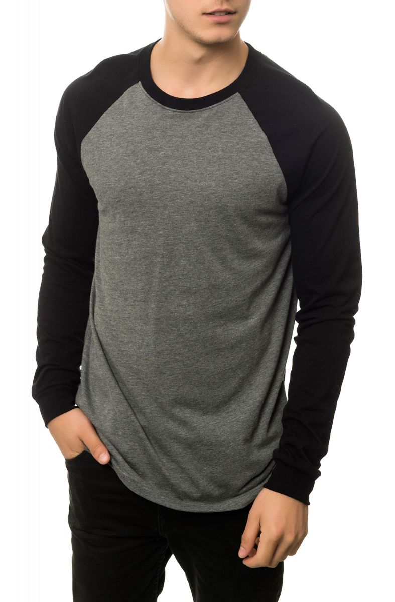 SPOOL & THREAD The 420 Basic Raglan in Athletic Heather Grey and Black ...