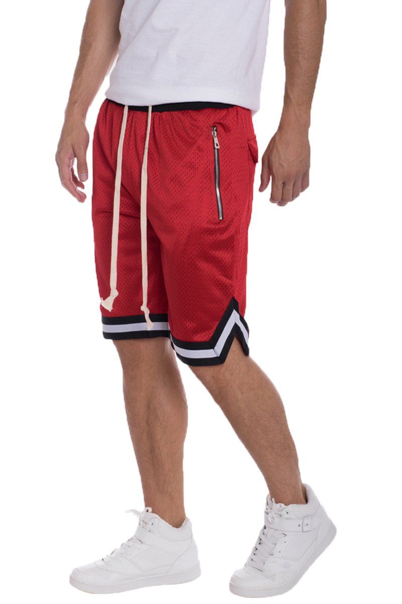 WEIV Mesh Solid Mesh Shorts with Striped Band SP0331X-RED - Karmaloop