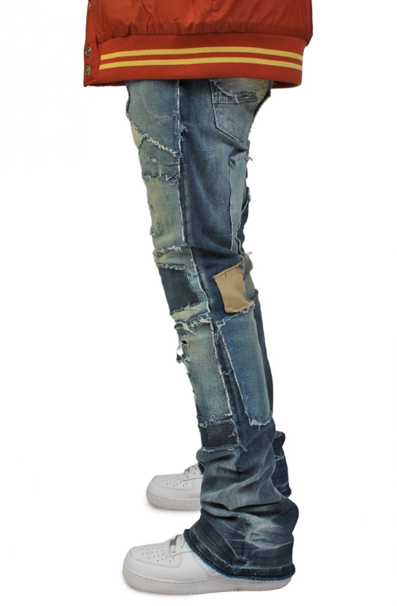 BRIAN BROTHERS INC. Patchwork Stacked Jeans JRF1114-SBLU - Karmaloop