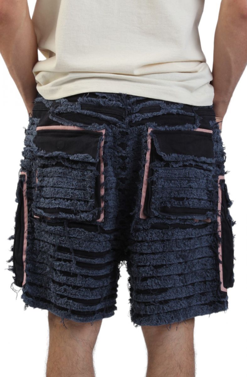 LIFTED ANCHORS Shredded Denim Cargo Shorts LASM24-22 - Karmaloop