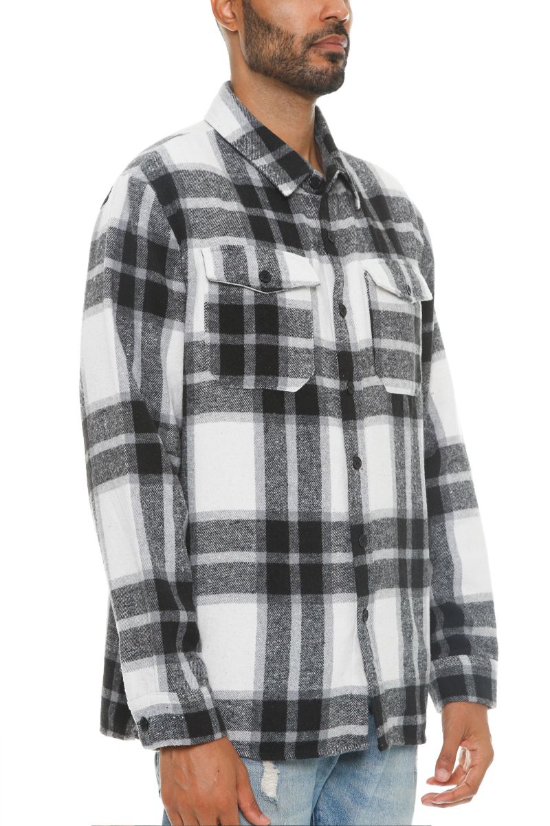 WEIV Rhide Soft Flannel Shacket FL506-WHBLACK - Karmaloop