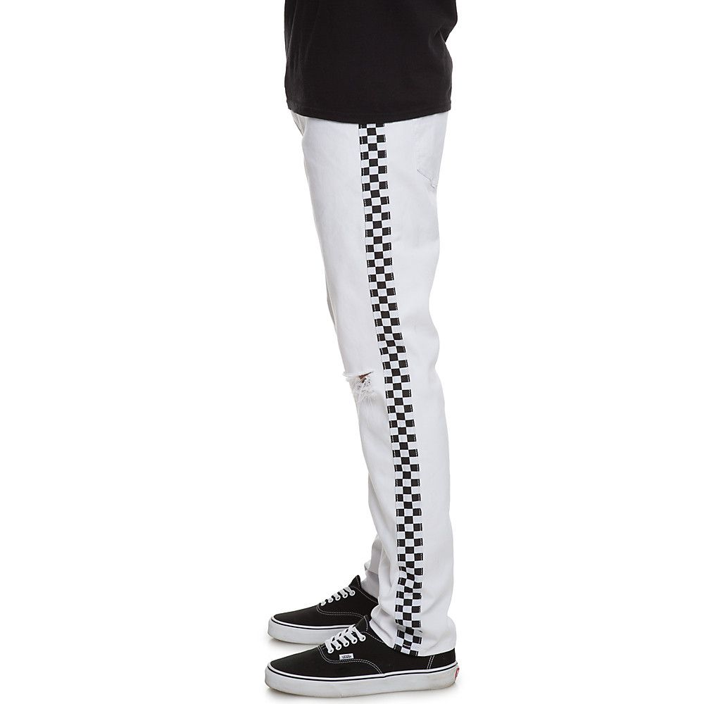 DNM COLLECTION Checkerboard Denim Jean White/Black HD17-DNM-8004-WB ...