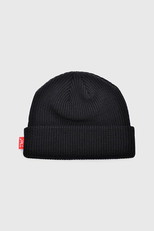 THE HIDEOUT CLOTHING Emblem Ribbed Fisherman Beanie THC-EM-OB-BLACK ...