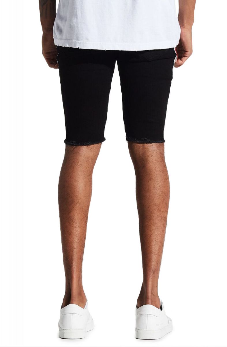EMBELLISH The Hutz Side Striped Shorts in Jet Black and White EMBSU118 ...