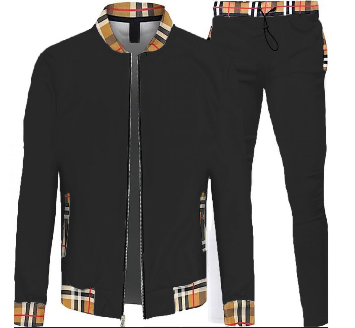 WEIV Checkered Detail Track Jacket Set EMP-EMJ4102-BLK - Karmaloop