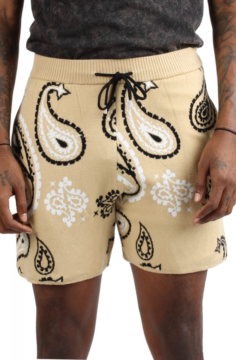 REBEL MINDS Paisley Knitted Shorts 131-984-KHK - Karmaloop