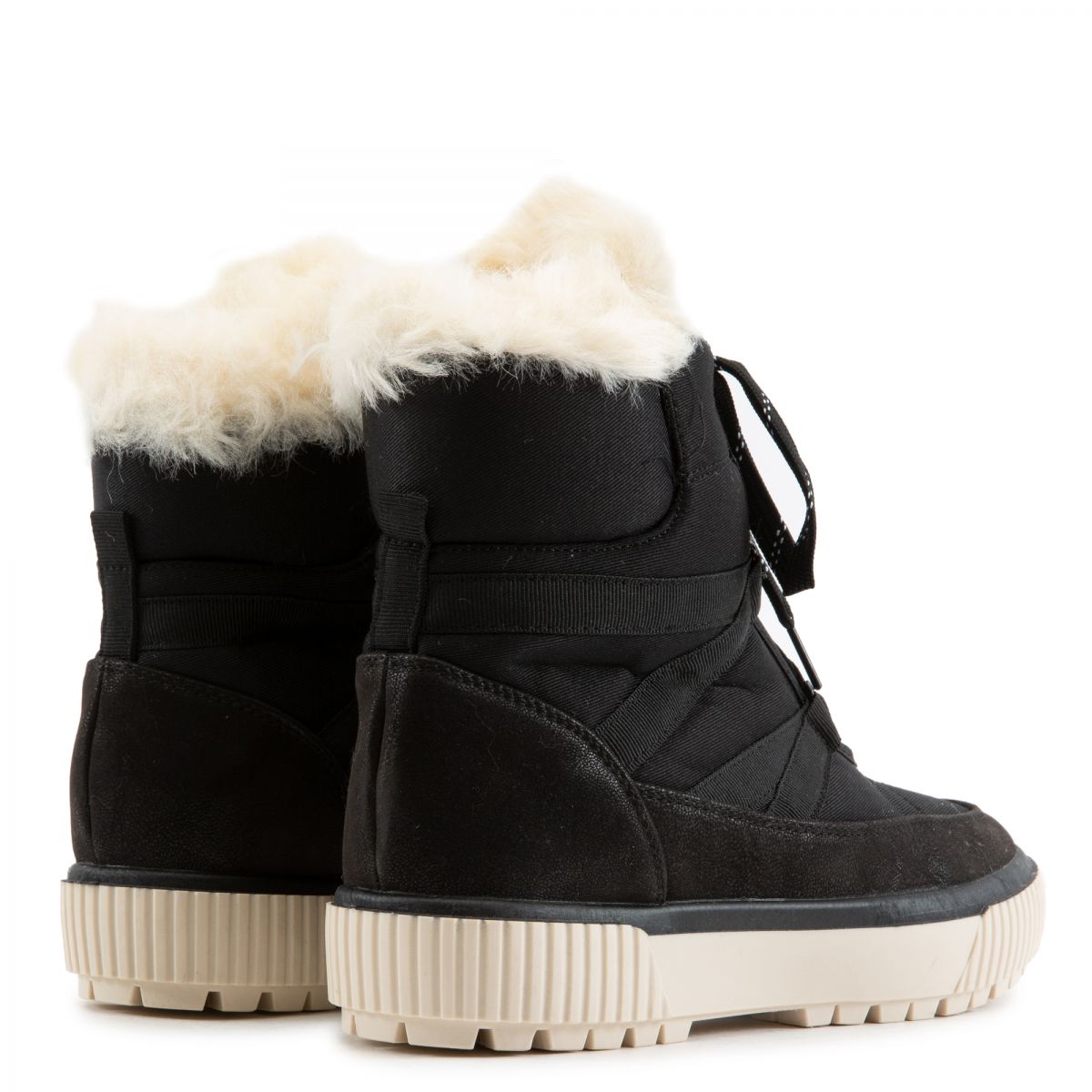 BAMBOO Online-09 Lace-Up Fur Boots JPM ONLINE-09-BLKNYF - Karmaloop