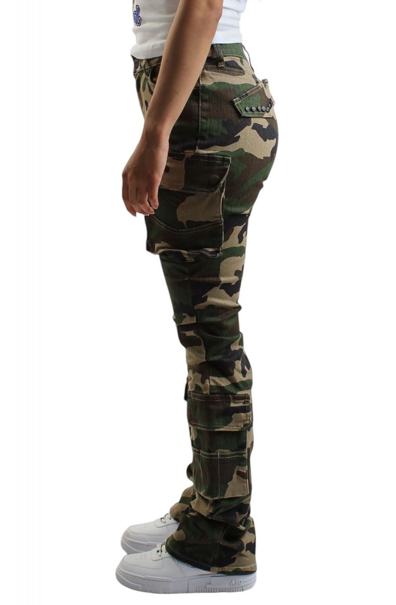 SMOKE RISE Camo Mid Rise Stacked Jeans AP25117-WOODCAMO - Karmaloop