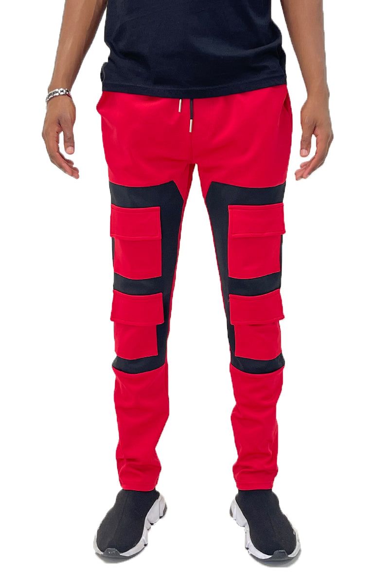 WEIV Colorblock Pouch Joggers TP162-REDBLACK - Karmaloop