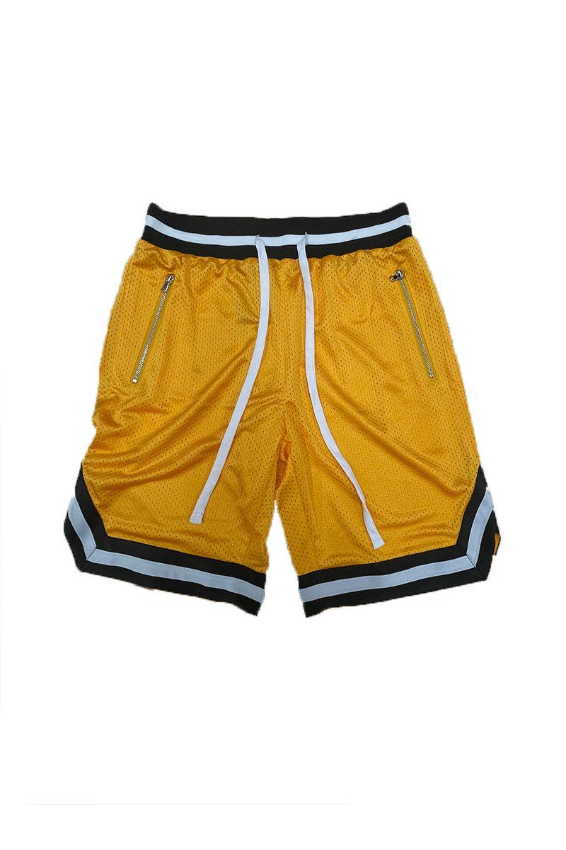 WEIV Mesh Solid Mesh Shorts with Striped Band SP0331X-YELLOW - Karmaloop