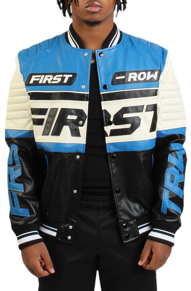 FIRST ROW Leather Padded Moto jacket FRJ0073-WBL - Karmaloop