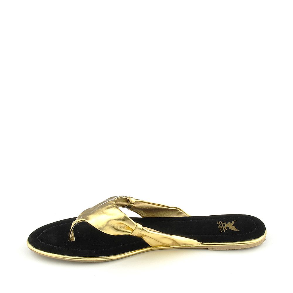 SOLE LA VIE Yoyo Flip Flop Thong Sandal GOLD YOYO/GOLD/BLACK - PLNDR