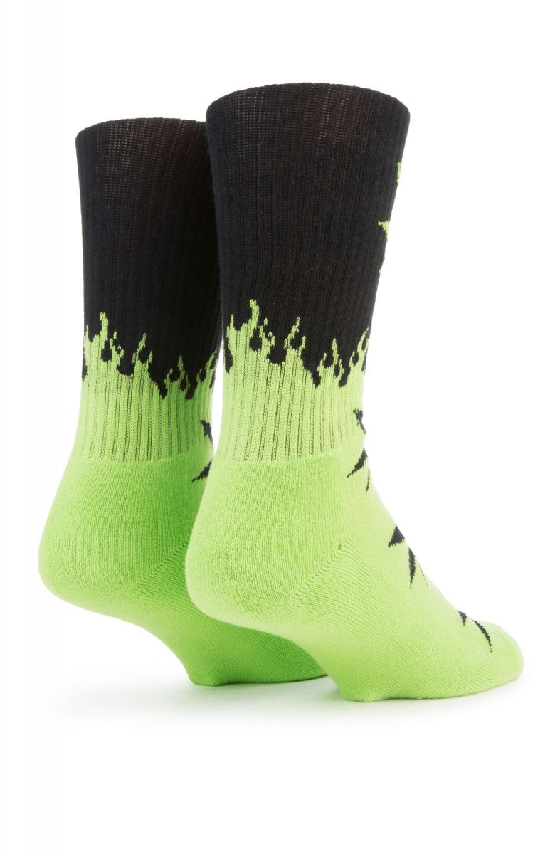 HUF The Flame Plantlife Socks in Black and Green SK00223-BKG - Karmaloop