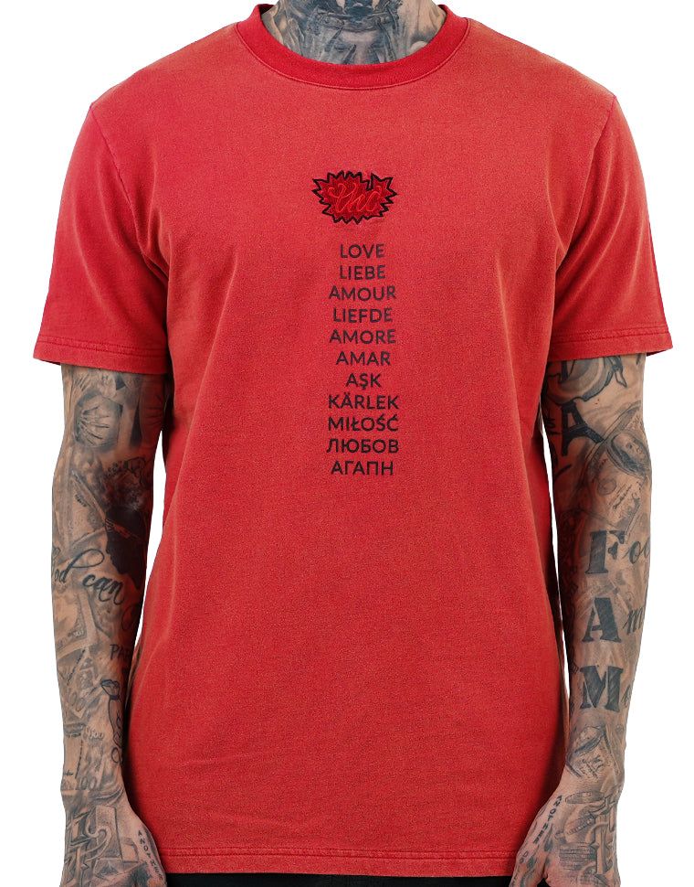 THE HIDEOUT CLOTHING Love Language Pre-washed Tee THC-FA-SB-RED-1 ...