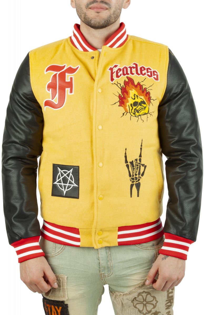 REBEL MINDS Loud Pack Varsity Jacket 922-511YEL - Karmaloop