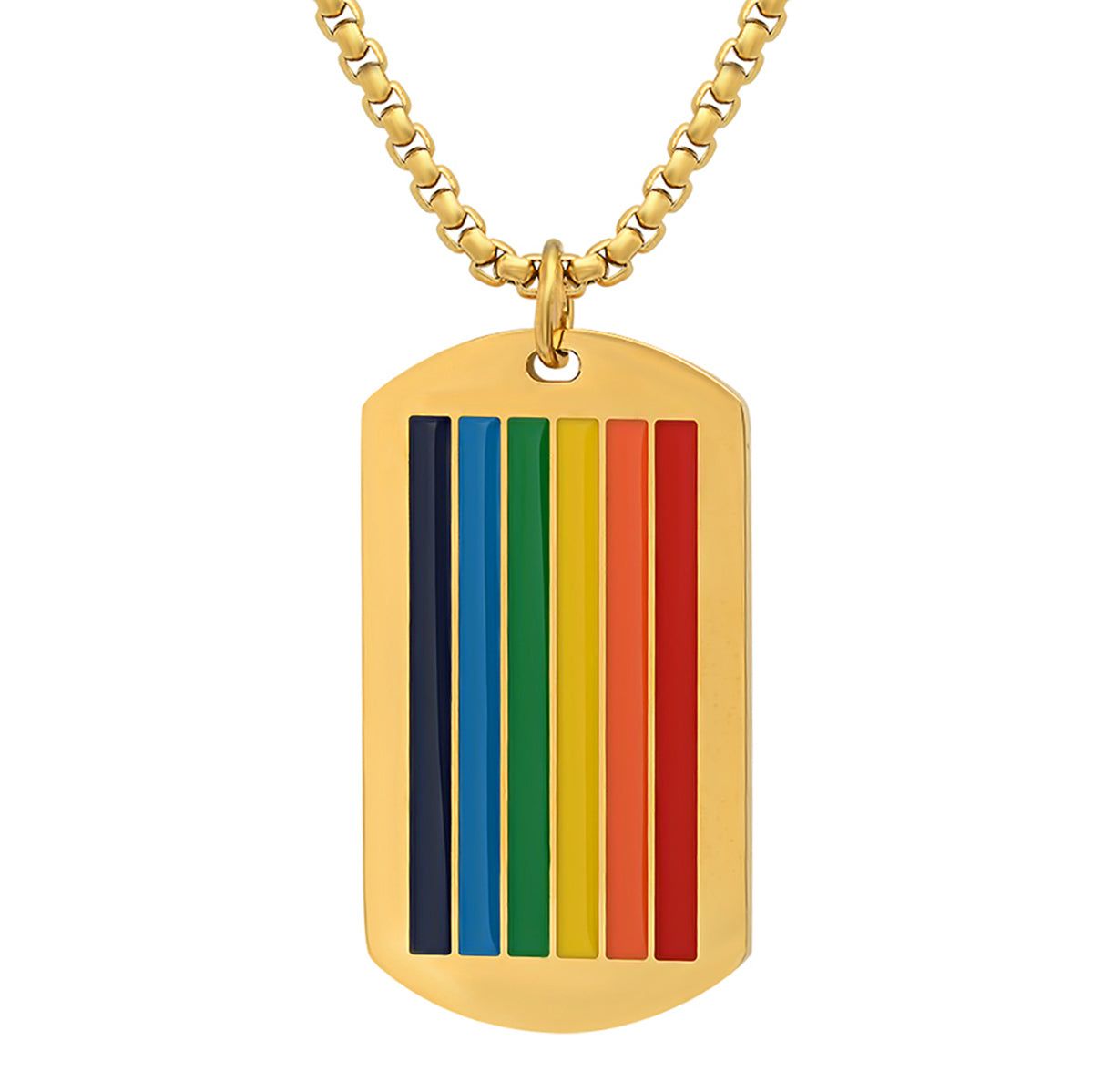 STEELTIME Rainbow Pride Dog Tag Pendant 678-791-GOLD - Karmaloop