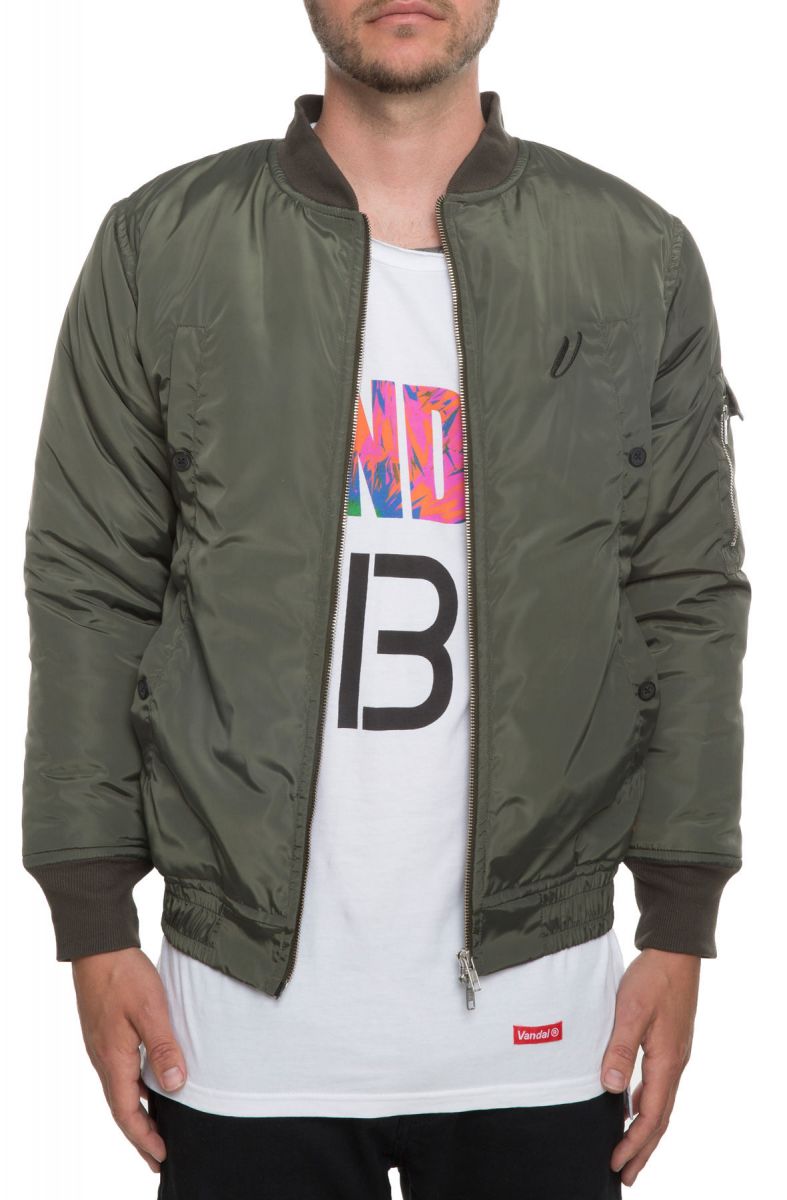 VANDAL COLLECTIVE The OG Padded Bomber in Olive VNDLJCKT002-OLV - Karmaloop