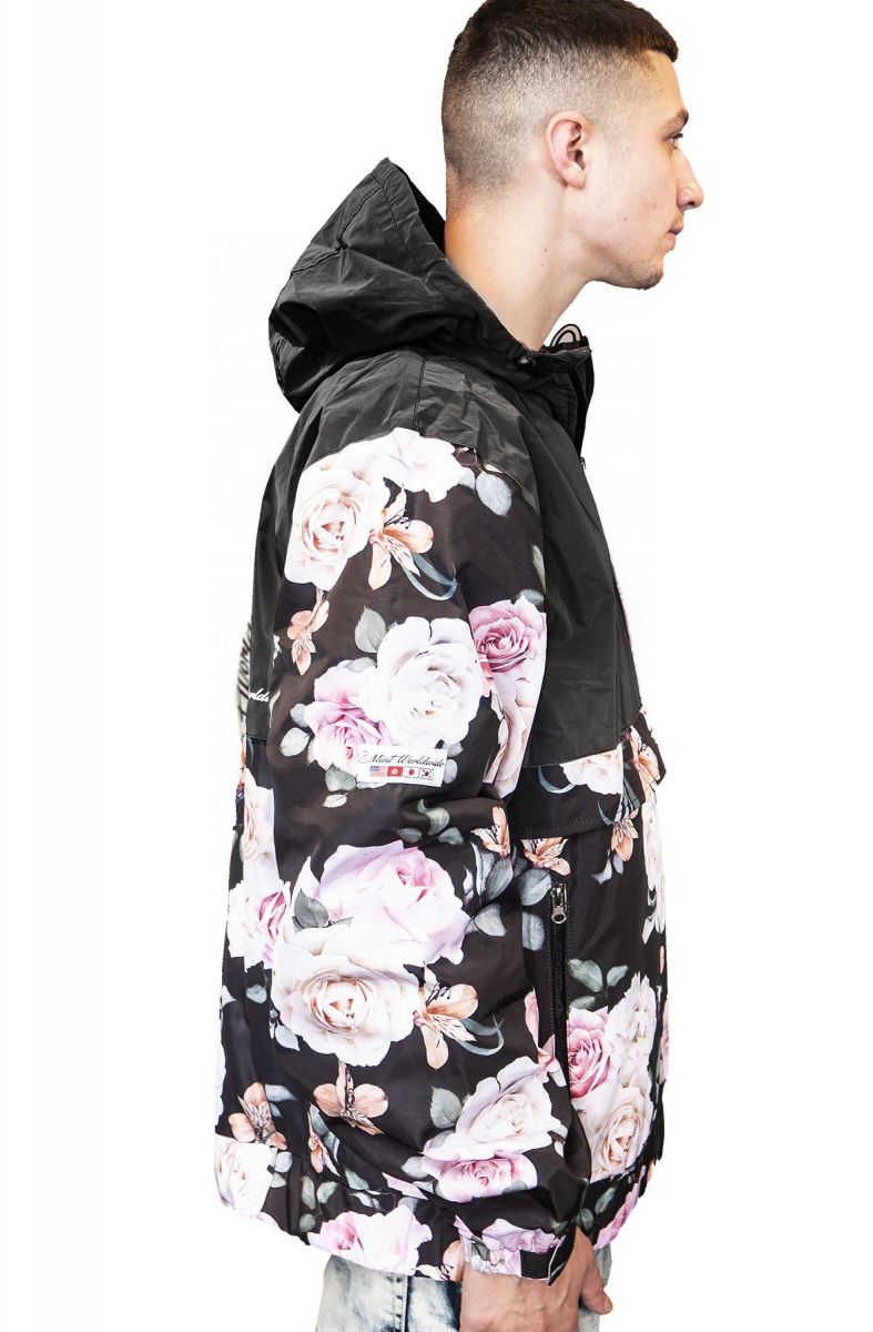 MINT Mint Windbreaker Anorak Floral Jacket Black MWBAFL-BK - Karmaloop