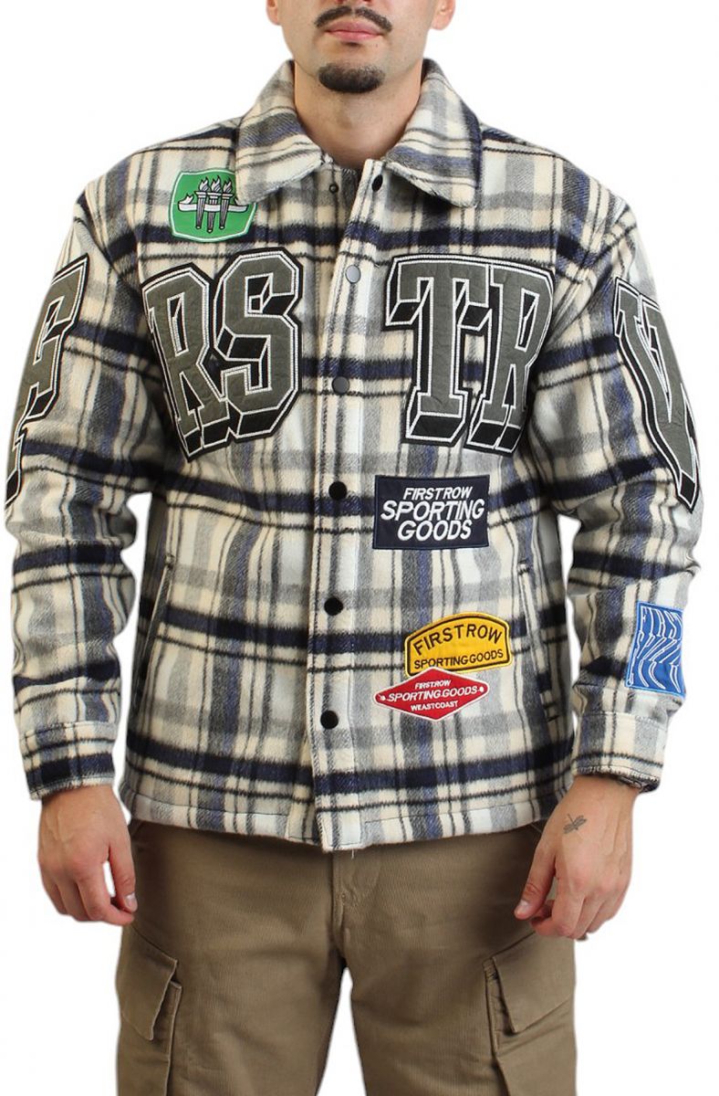 FIRST ROW Poplin Patch Shacket FRJ2067-HGREY - Karmaloop