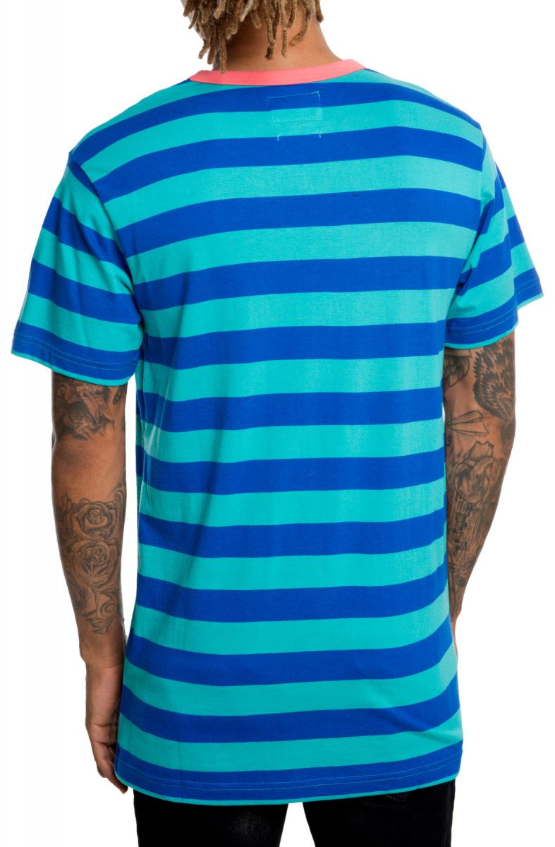 BILLIONAIRE BOYS CLUB Astro Stripe Short Sleeve Knit In Baltic 891-1301 ...