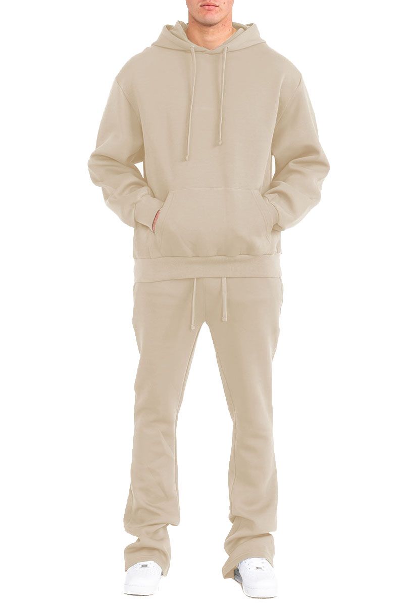 WEIV Stacked Flare Tech Fleece Sweat Set SET131-OATMEAL - Karmaloop