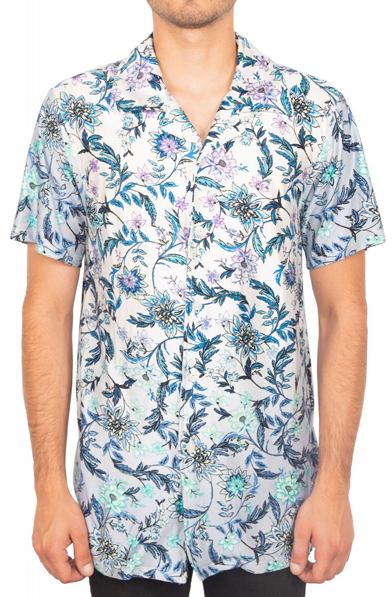 SEIZE&DESIST Flower Button Up SD4006-BLUEFLWR - Karmaloop