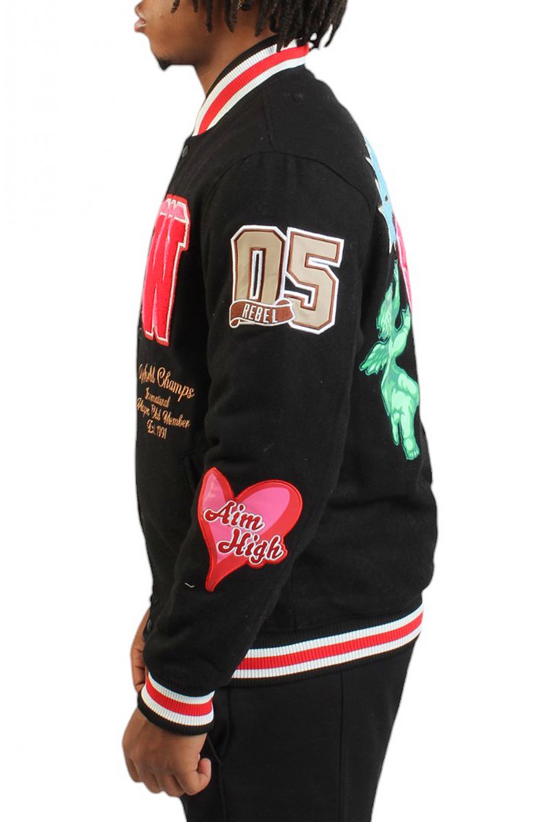 FBRK Cherub Rock Varsity Jacket 942-551BLK - Karmaloop