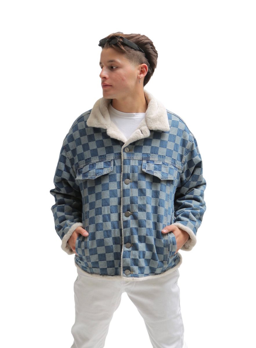NOKWAL Checkered Print Reversible Denim Jacket NKWL-A8D8BD - Karmaloop