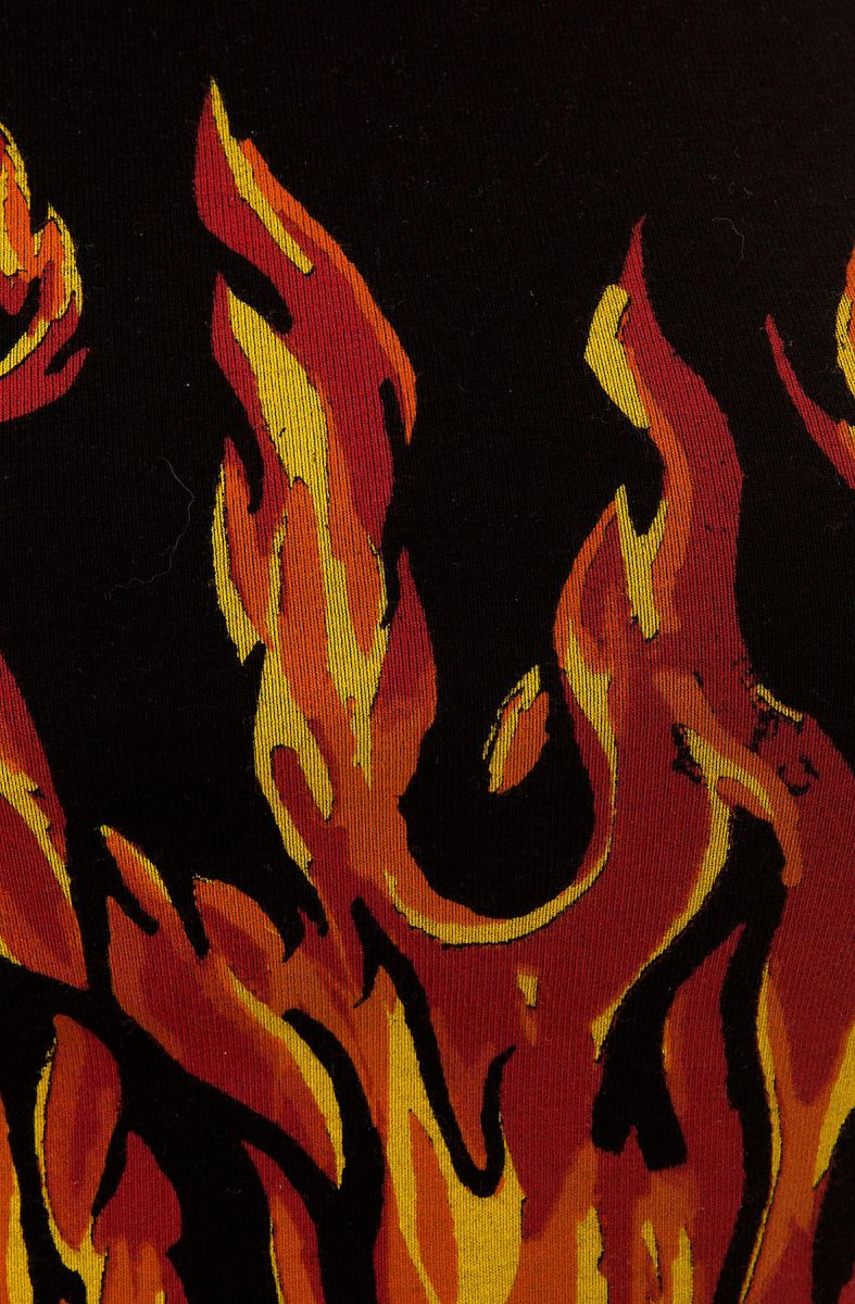 UNIF Tee Crop Top Fire Graphic Black