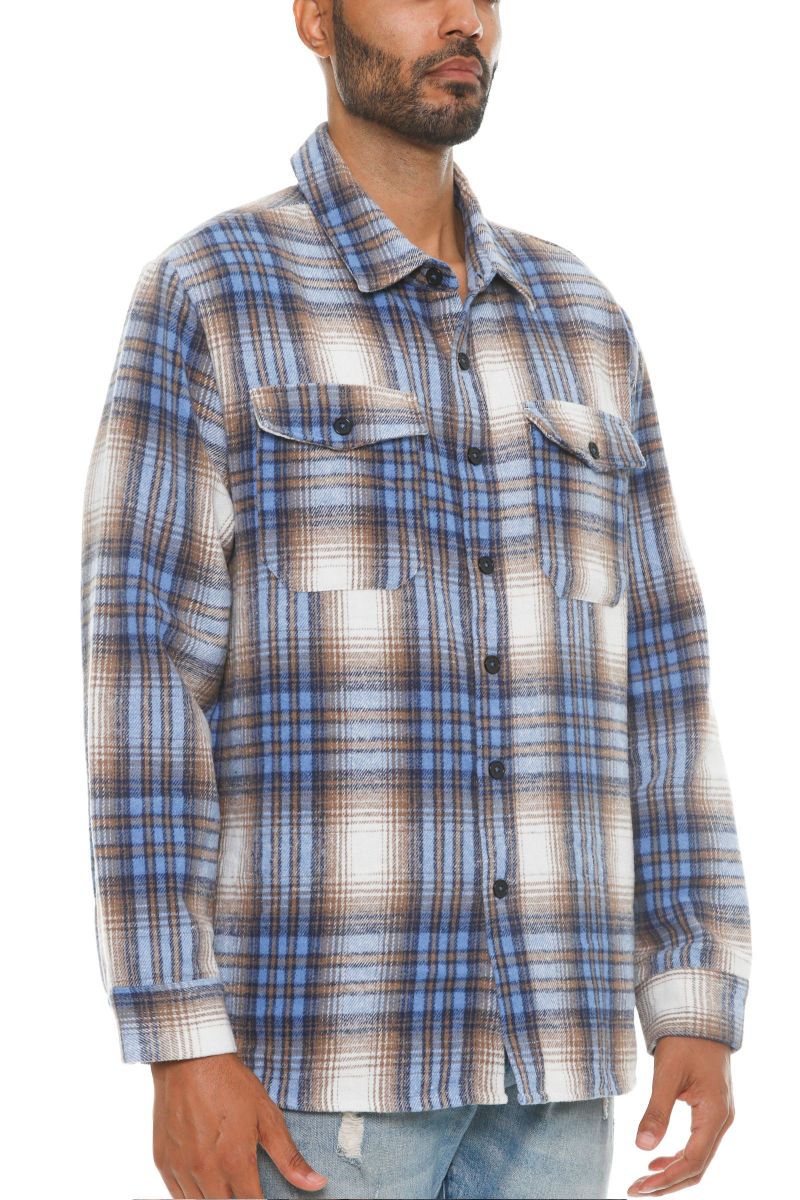 WEIV Rhide Soft Flannel Shacket FL506-BLUESAND-X - Karmaloop