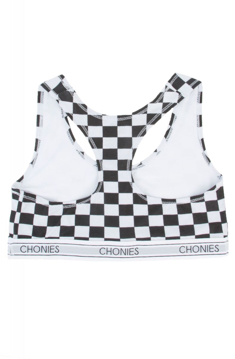 Chonies Sports Bra Checkered Black White