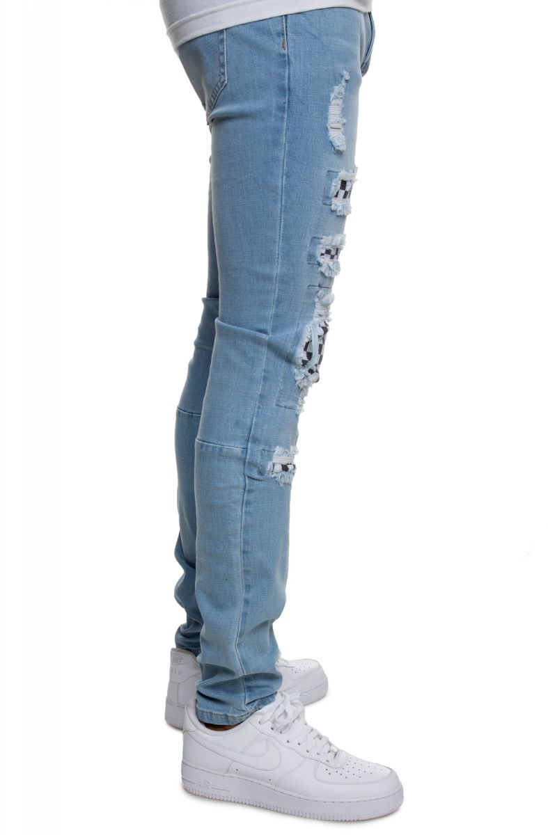 COOPER 9 505 Denim Check Retro Jeans in Blue 1950524 - Karmaloop